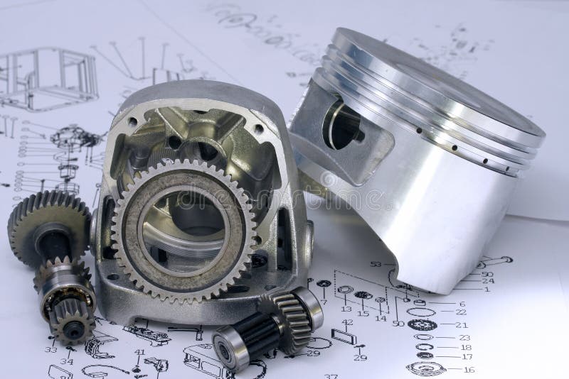 Mechanical Part on Engineering Drawing Stock Image - Image of technical ...