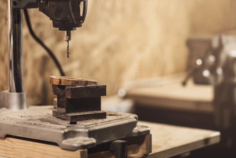 Details of Drill Machine in the Carpentry Workshop Stock Image - Image ...
