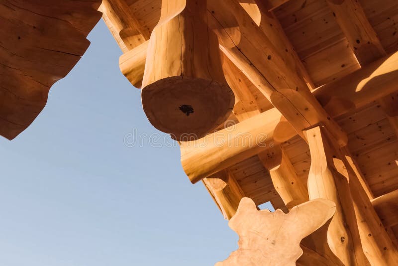 Details and Elements of Wooden House Made of Timber. the Constru Stock ...
