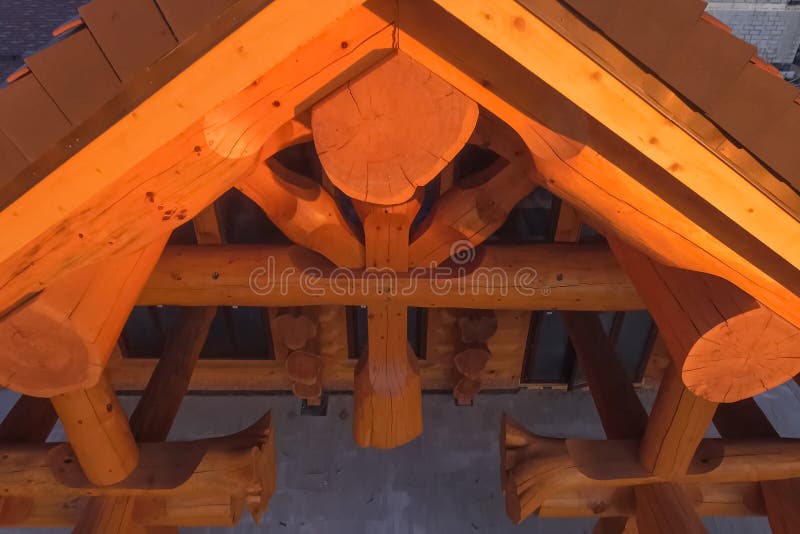 Details and Elements of Wooden House Made of Timber. the Constru Stock ...