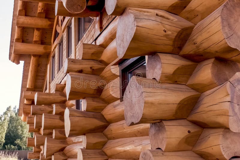 Details and Elements of Wooden House Made of Timber. the Constru Stock ...