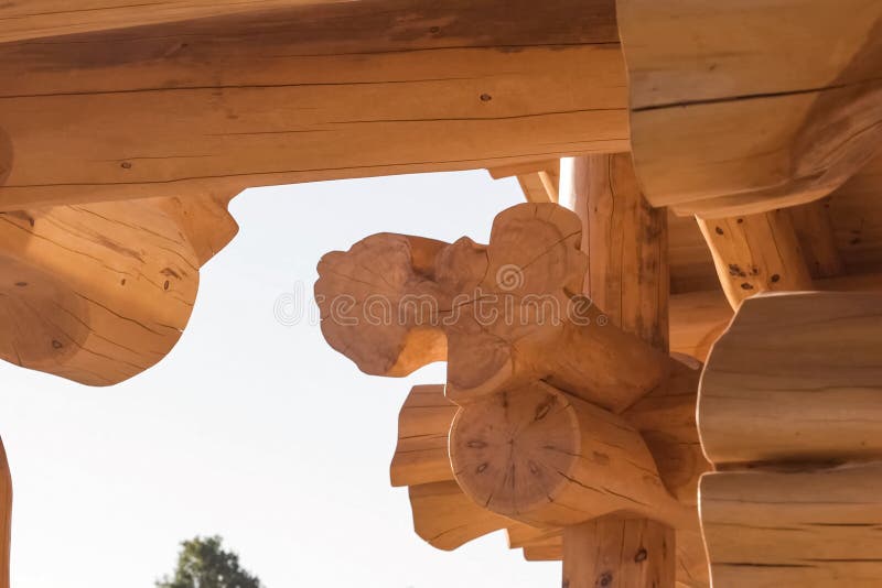 Details and Elements of Wooden House Made of Timber. the Constru Stock ...