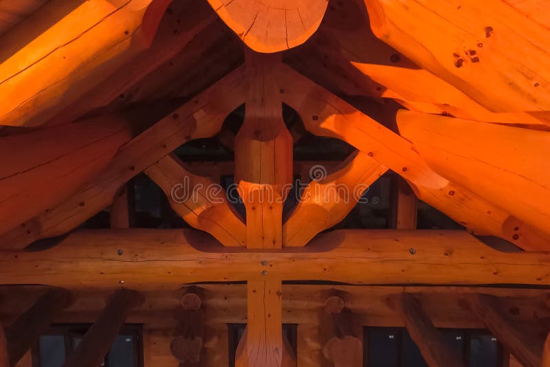 Details and Elements of Wooden House Made of Timber. the Constru Stock ...