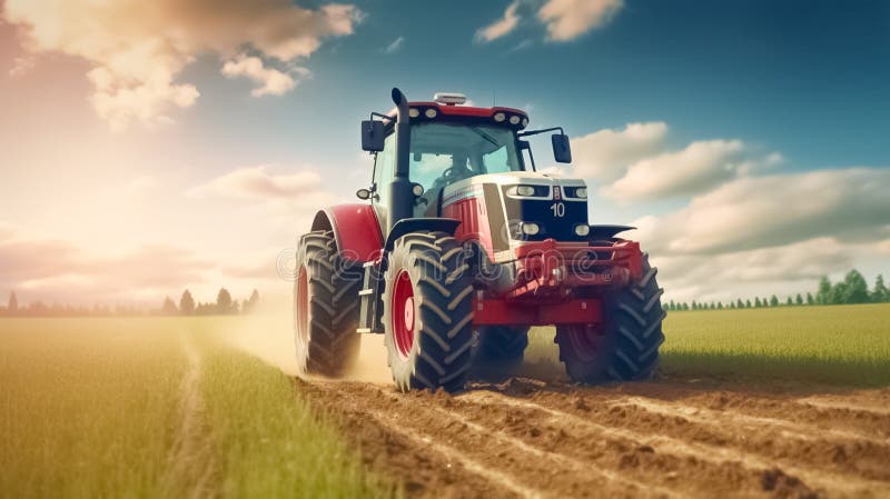 Details of Farmer Working in the Fields with Tractor. Stock ...