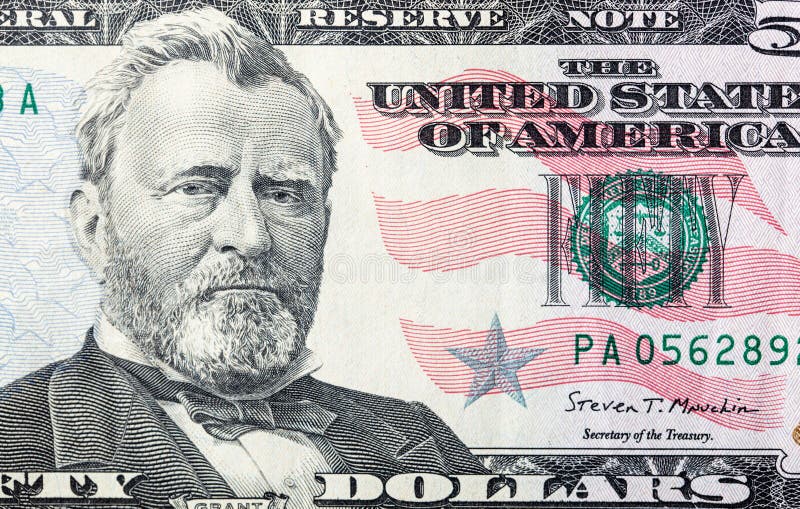 Details of a Fifty Dollar Bill. Background Stock Image - Image of ...