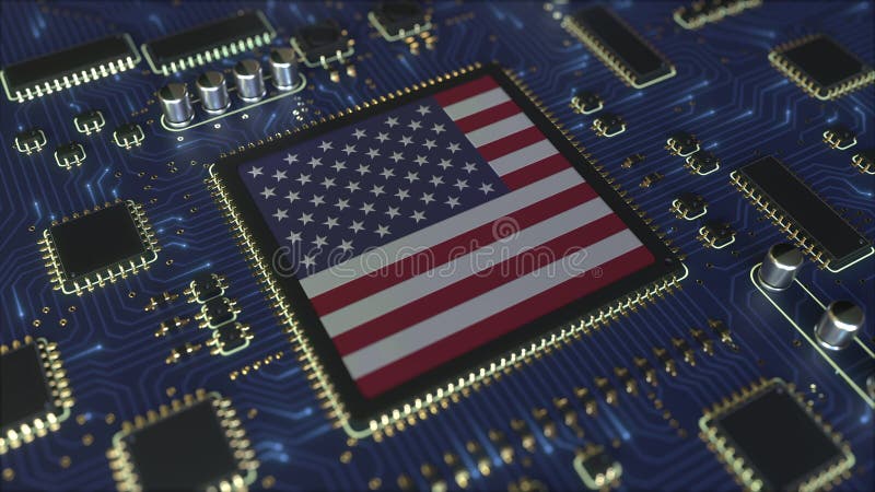 Details of Flag of the USA on the Operating Chipset. American ...