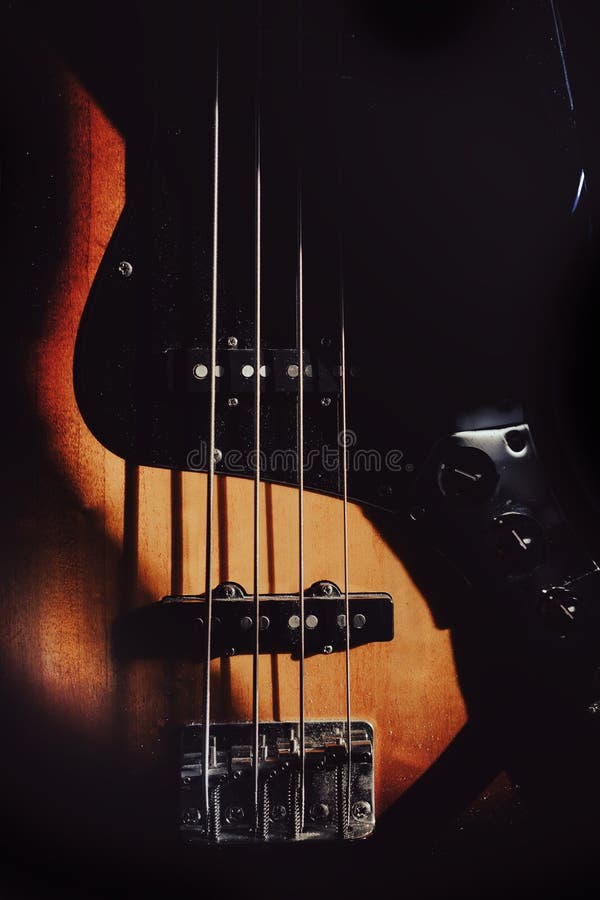 Details of a Four-string Bass Guitar Stock Photo - Image of magnets ...