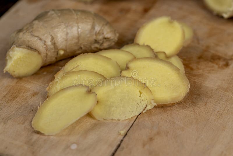 Details of the Ginger Root Used in Cooking Sliced into Pieces Stock ...