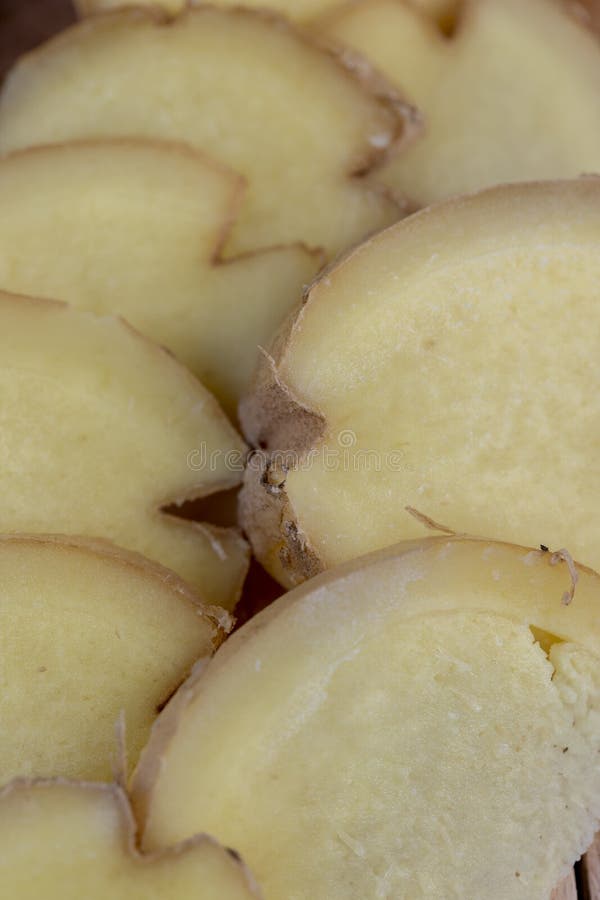 Details of the Ginger Root Used in Cooking Sliced into Pieces Stock ...