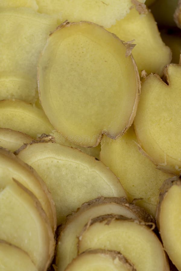 Details of the Ginger Root Used in Cooking Sliced into Pieces Stock ...