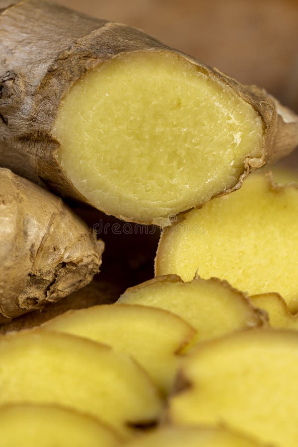 Details of the Ginger Root Used in Cooking Sliced into Pieces Stock ...