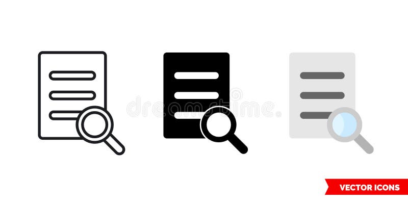 Details Icon Of 3 Types Color Black And White Outline Isolated