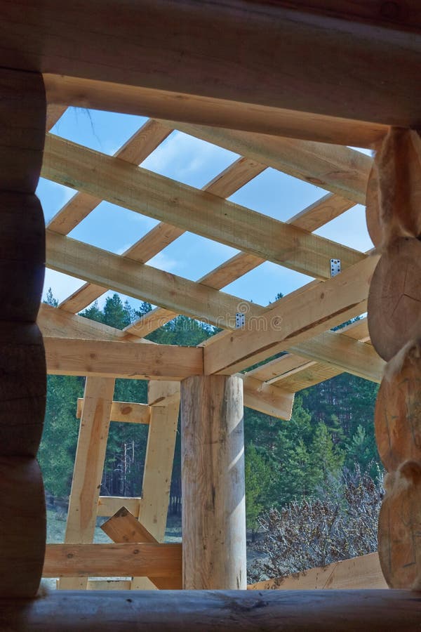 Details of a Log Home Under Construction. Stock Image - Image of ...