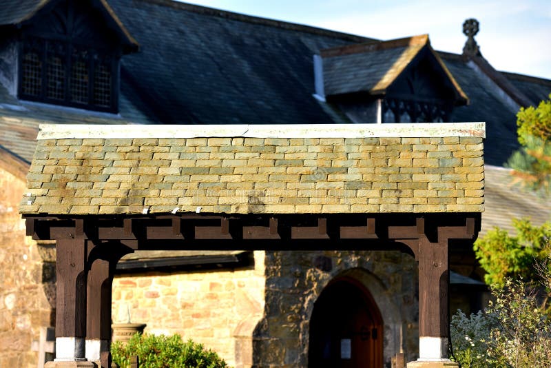 Details of the Lychgate Slate Roof Stock Photo - Image of fall ...