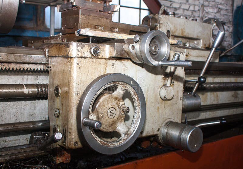 Details and Mechanisms of the Lathe Closeup Stock Image - Image of ...