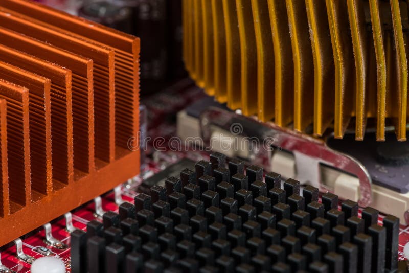 Details of an Old Circuit Board, Cooling Elements Stock Image - Image ...