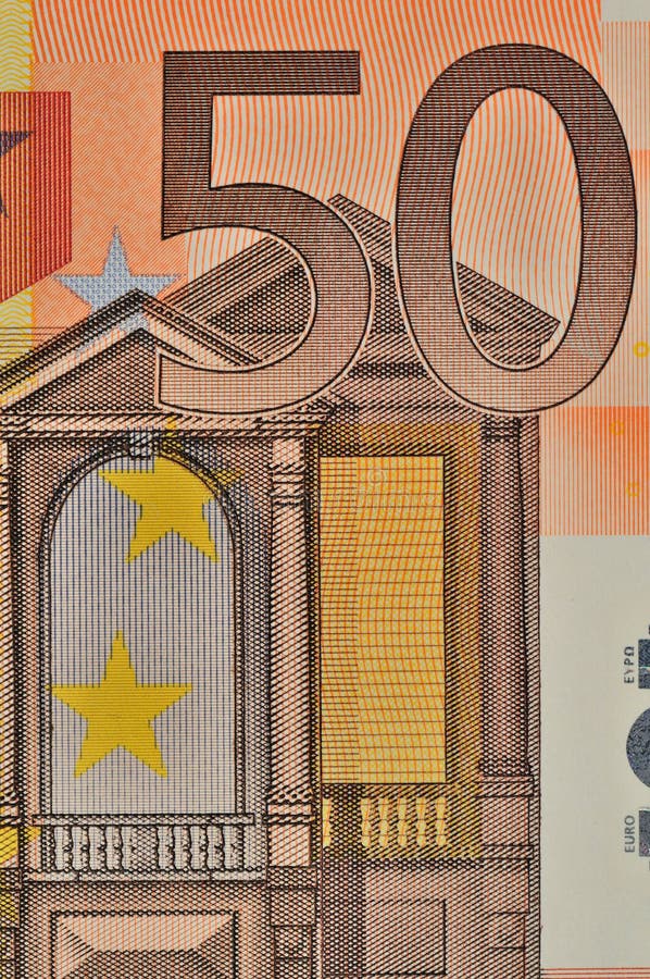 A Close Look of Euro Banknote of 50 Face Value Stock Image - Image of ...