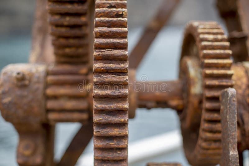 Details of a Parts the Moving Parts of a Rusty Machine Mechanical Gear ...