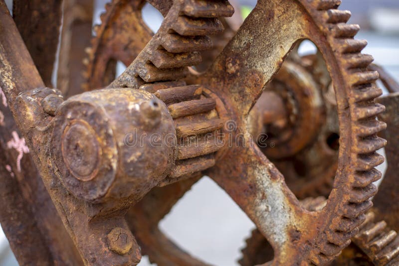 Details of a Parts the Moving Parts of a Rusty Machine Mechanical Gear ...