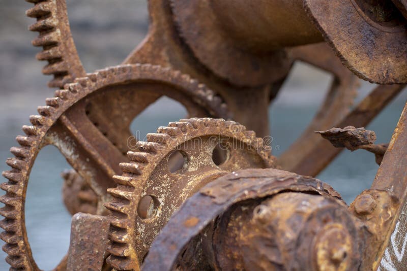 Details of a Parts the Moving Parts of a Rusty Machine Mechanical Gear ...