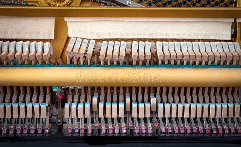 Details of Piano Mechanism Gavel - String, Pins and Hammers Stock Image ...