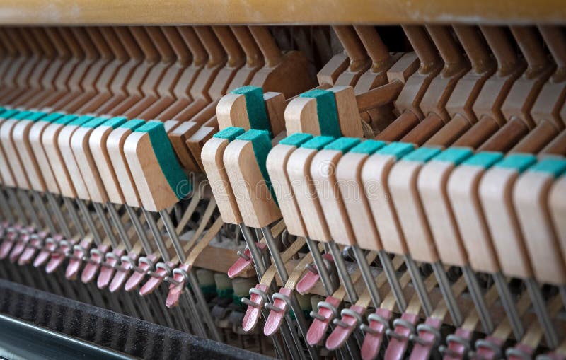 Details of Piano Mechanism Gavel - String, Pins and Hammers Stock Image ...