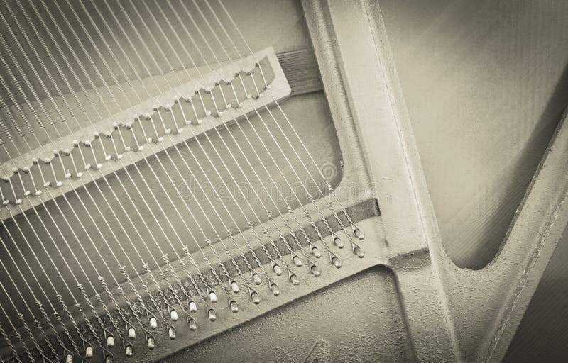 Details of Piano Mechanism Gavel - String, Pins and Hammers Stock Image ...