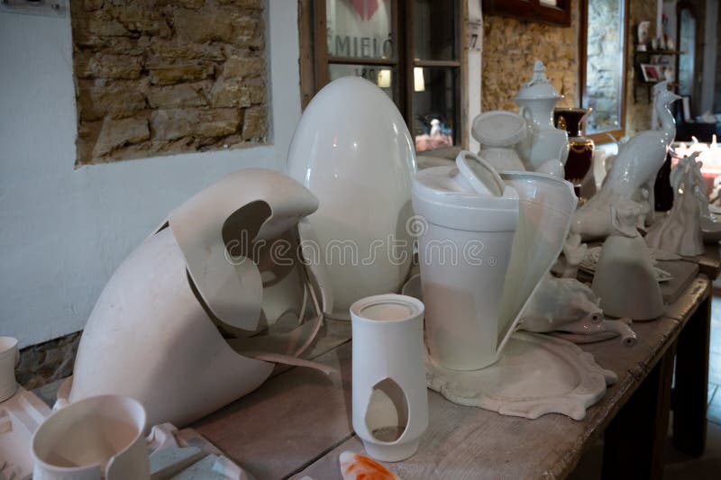 Details from a Porcelain Making Workshop Showing the Process of Making ...
