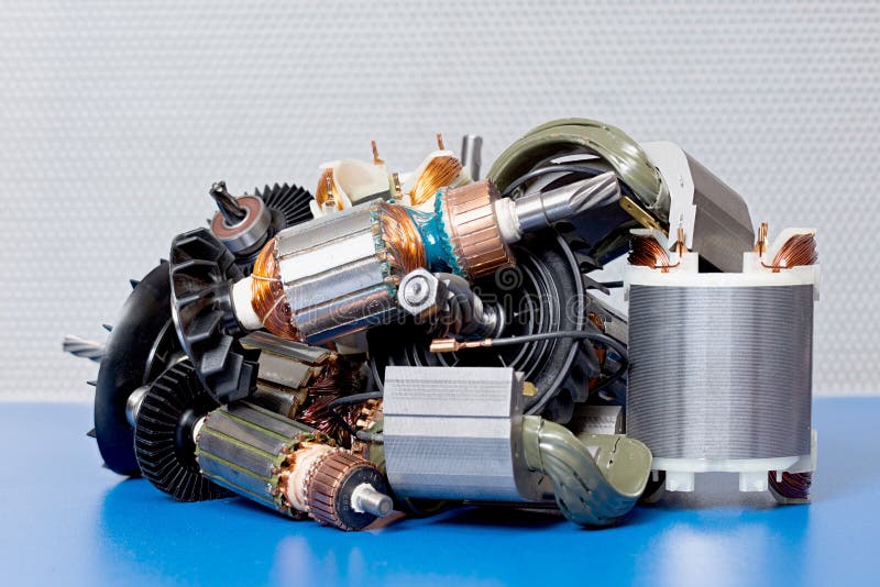 Details of Power Tools on Blue Background. Stock Image - Image of ...