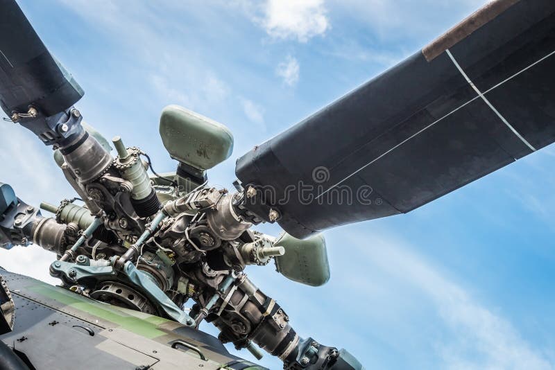 Details of the Propeller and Engine of Helicopter Blades Stock Photo ...
