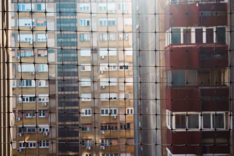 Protective Net on the Terrace in the Building Stock Photo - Image of ...