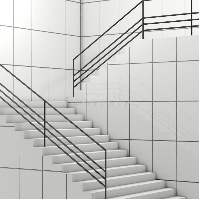 Details of Railing and Stairs of a Modern Building. 3d Rendering Stock ...