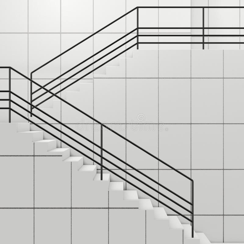 Details of Railing and Stairs of a Modern Building. 3d Rendering Stock ...