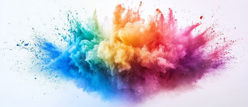 The Details of a Rainbow Explosion are Isolated on a White Background ...