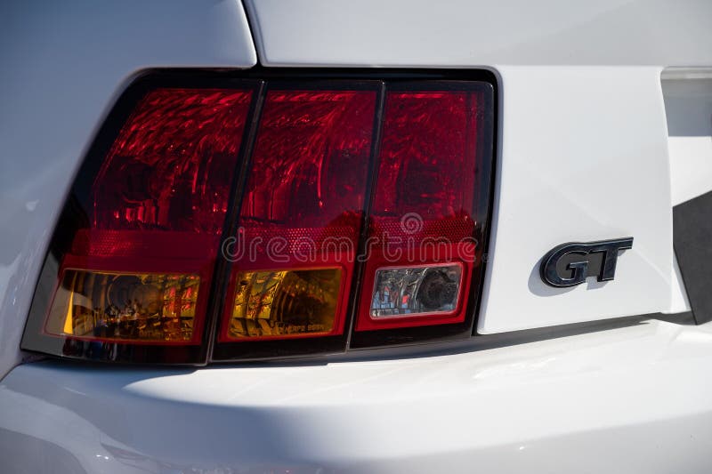 Details of the Rear of a White Ford Mustang GT Editorial Photography ...