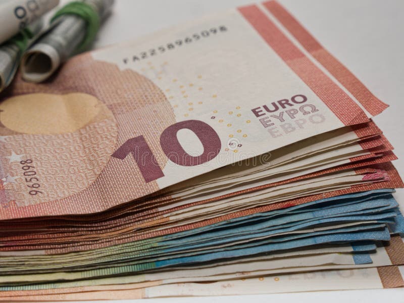 Details Recordings of Euro Banknotes of the Different Size and Shape ...