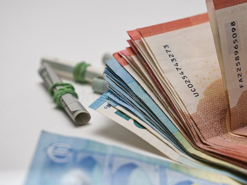 Details Recordings of Euro Banknotes of the Different Size and Shape ...