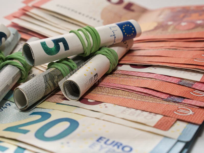 Details Recordings of Euro Banknotes of the Different Size and Shape ...