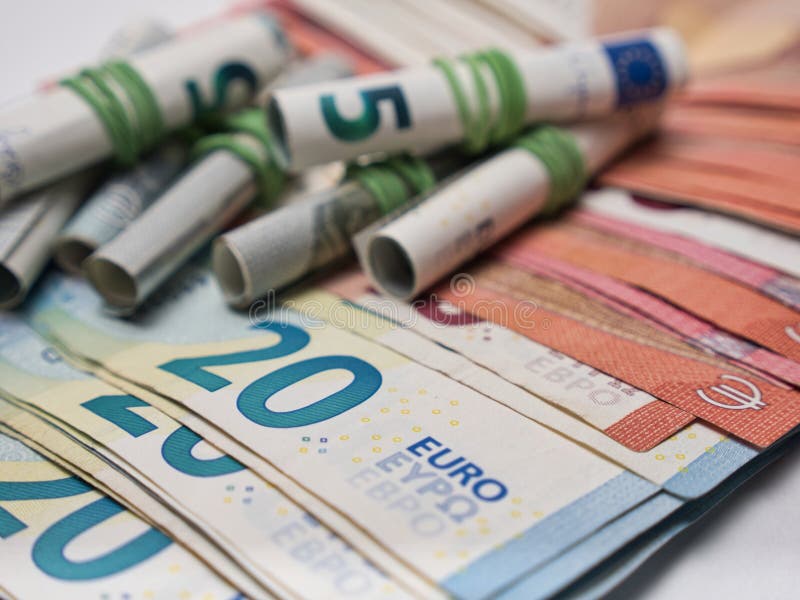 Details Recordings of Euro Banknotes of the Different Size and Shape ...