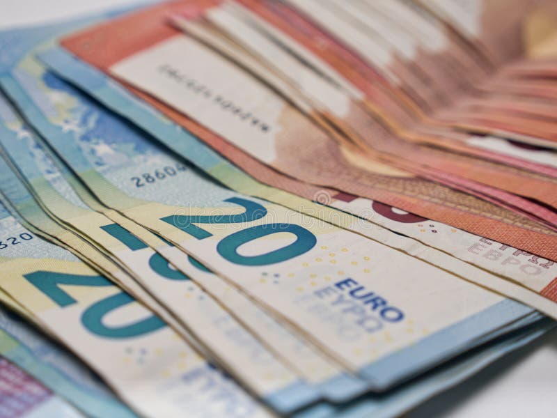 Details Recordings of Euro Banknotes of the Different Size and Shape ...