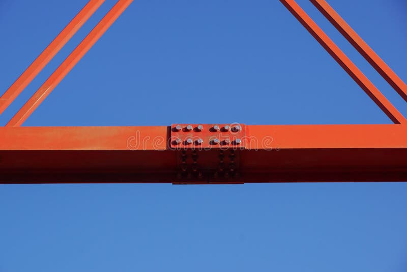 Details of a Red Modern Bridge Design and Structure Stock Image - Image ...