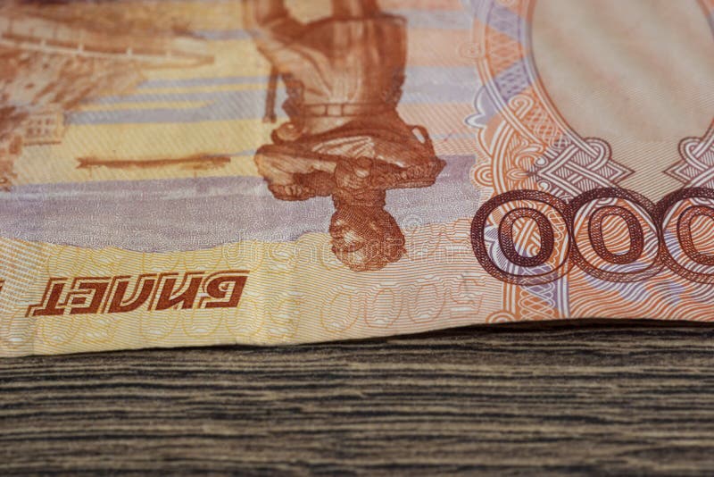 Details of Five Thousand Rubles Bill on the Table Editorial Image ...