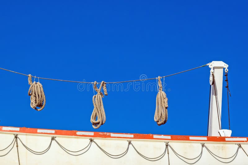 Details of a Ship with Railing and Ropes Stock Image - Image of ...