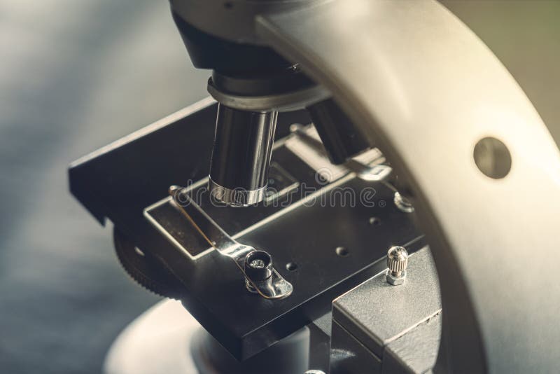 Silver Microscope, with Black Background Stock Photo - Image of macro ...