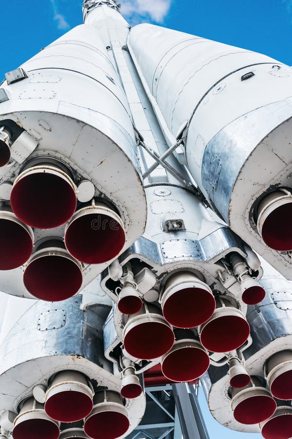 Details of Space Rocket Engine Over Blue Sky Stock Image - Image of ...
