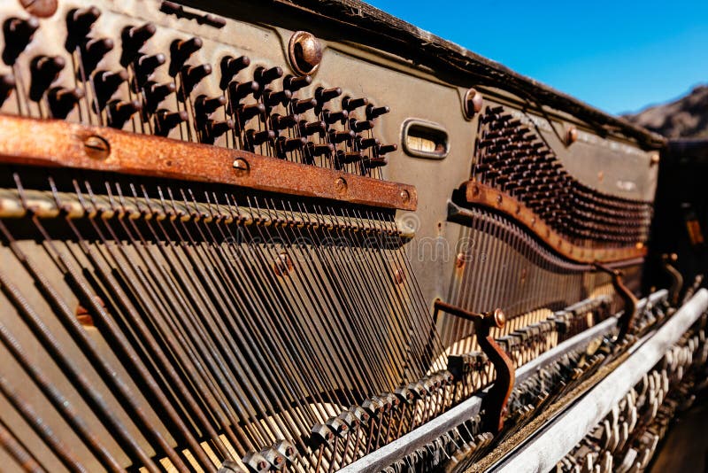 Details of Strings and Keys Inside of a Broken Wooden Piano, in Arizona ...