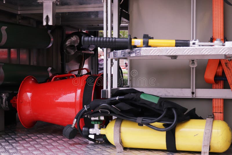 Details and Structure of the Fire Truck Stock Photo - Image of power ...