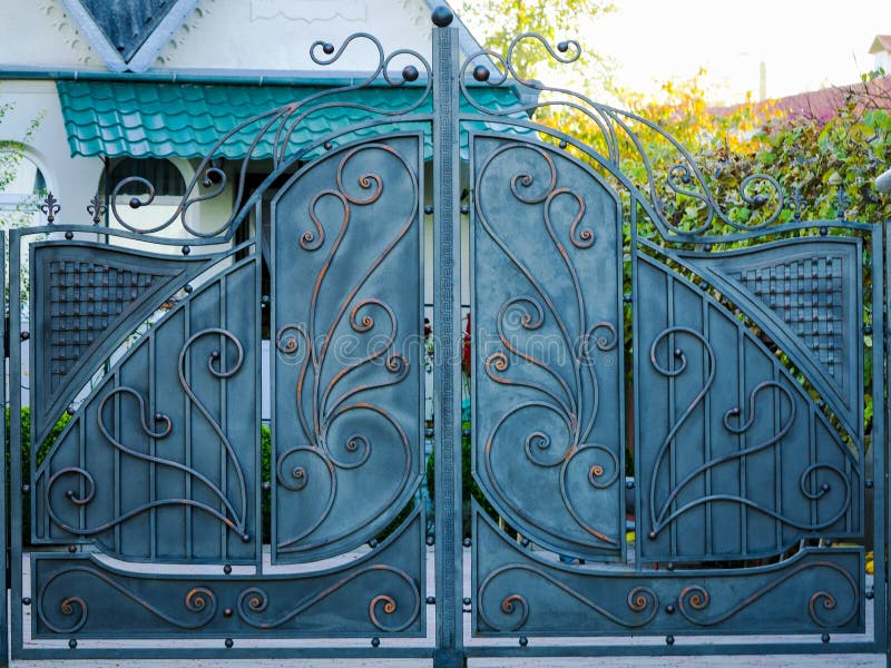 Details, forged iron gate stock photo. Image of decorative - 131620046