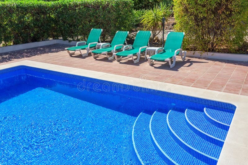 Details Summer Swimming Pool in the Garden. Stock Photo - Image of ...