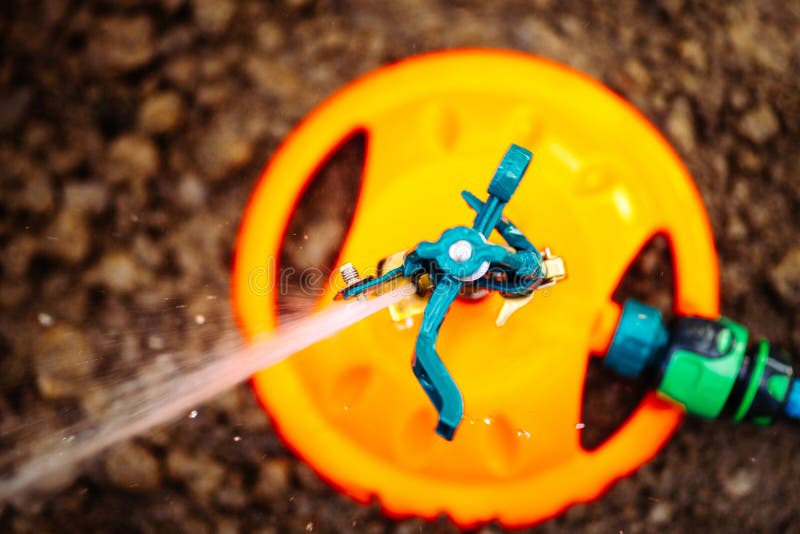 Details and Top View of Garden Grass Sprinkler Stock Photo - Image of ...